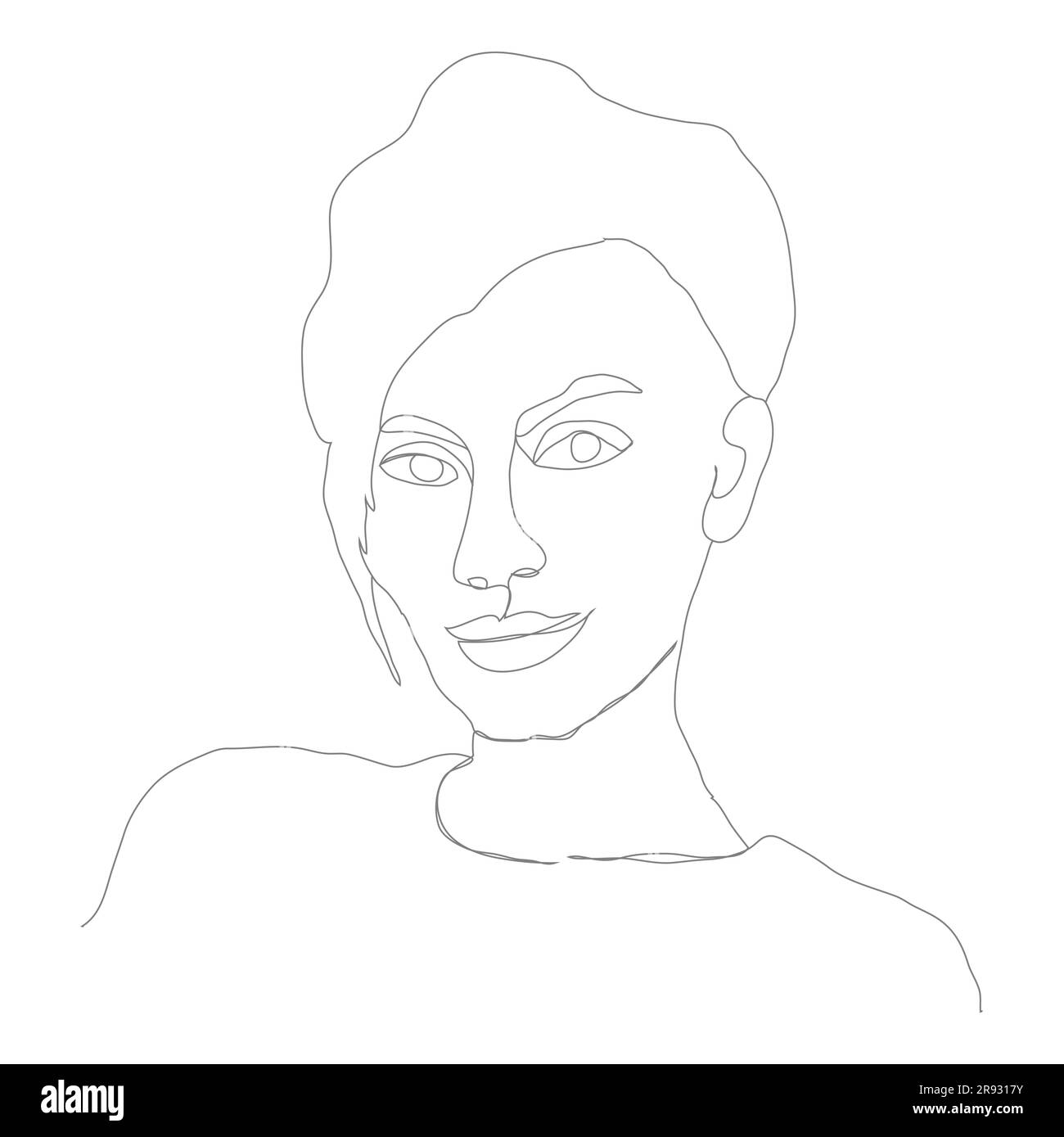 Abstract female portrait in linear style. Illustration for design ...