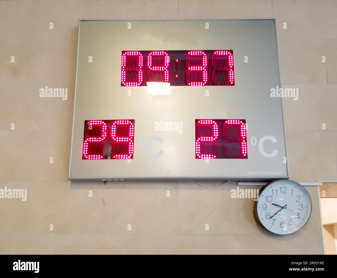 LED display panel with air and water temperature, round classic clock ...