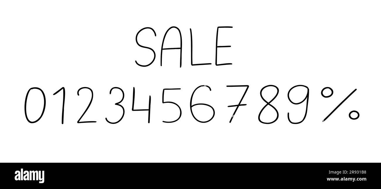 Hand drawn any percent off numbers ink discount font special offer lettering. Vector design ...