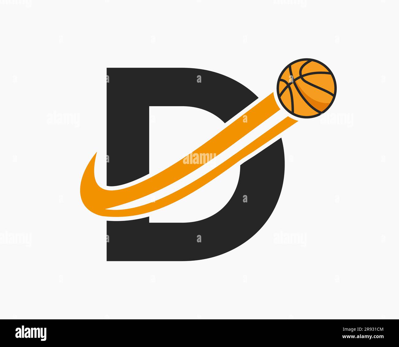 Initial Letter D Basketball Logo Concept With Moving Basketball Icon ...