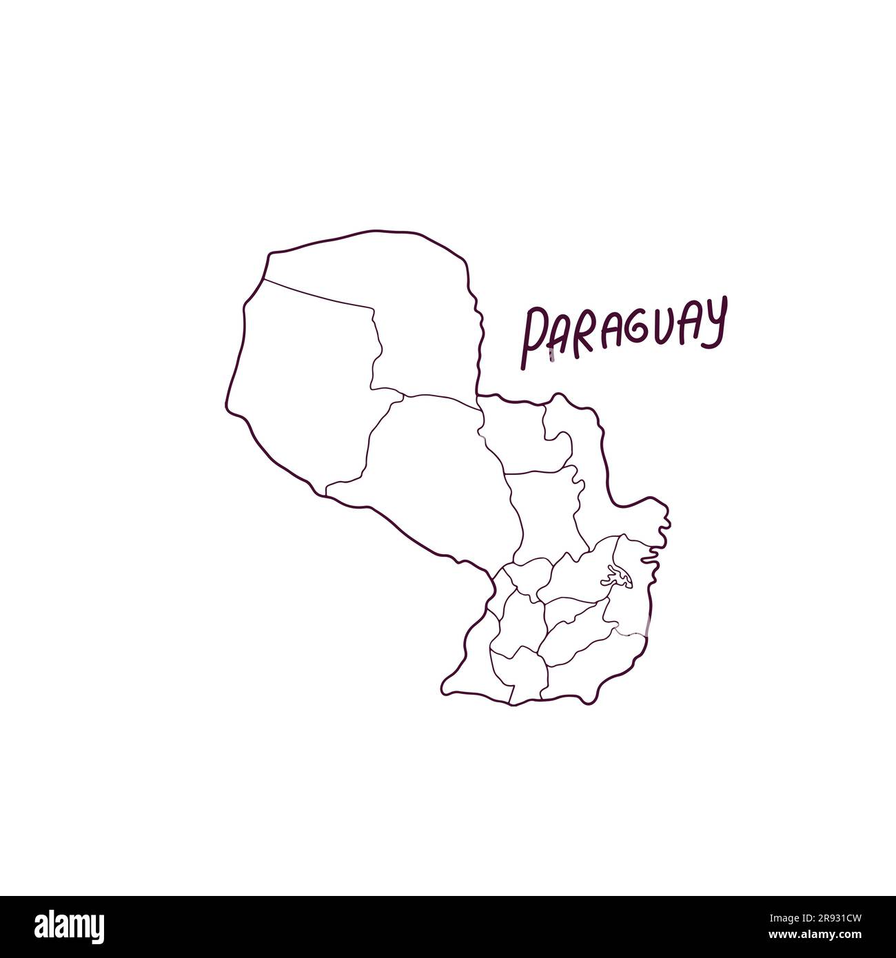 Hand Drawn Doodle Map Of Paraguay. Vector Illustration Stock Vector ...