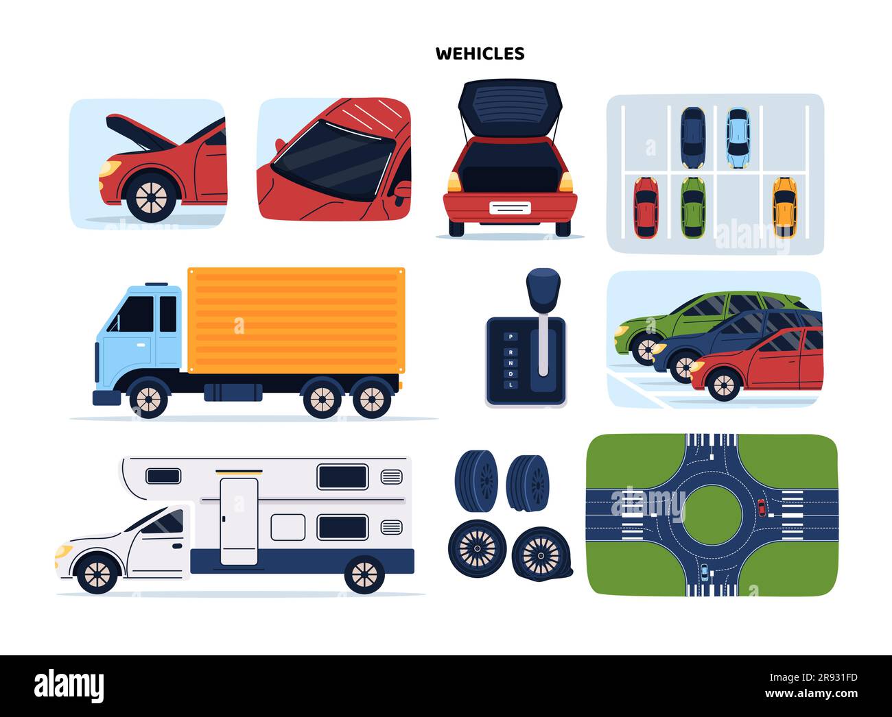 Set of vehicles and car parts Stock Vector Image & Art - Alamy