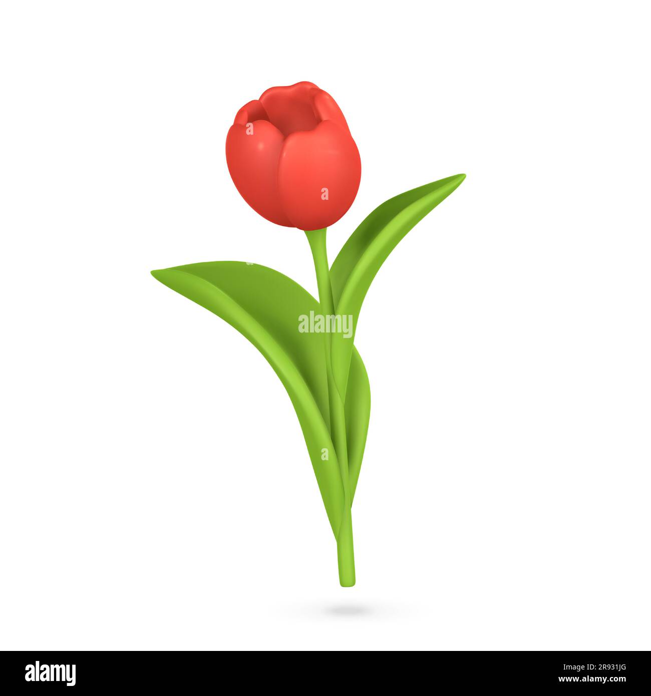 3D Cute colorful spring flower tulip in cartoon style for bouquet or ...