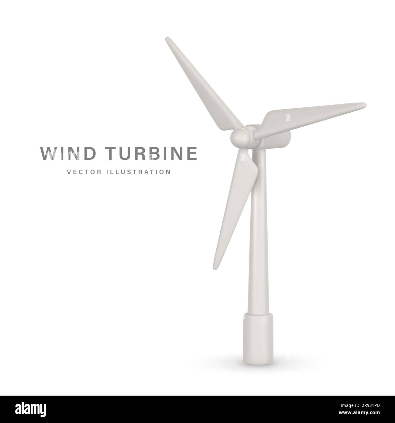 3d realistic wind turbine with shadow in cartoon style. Green and ...
