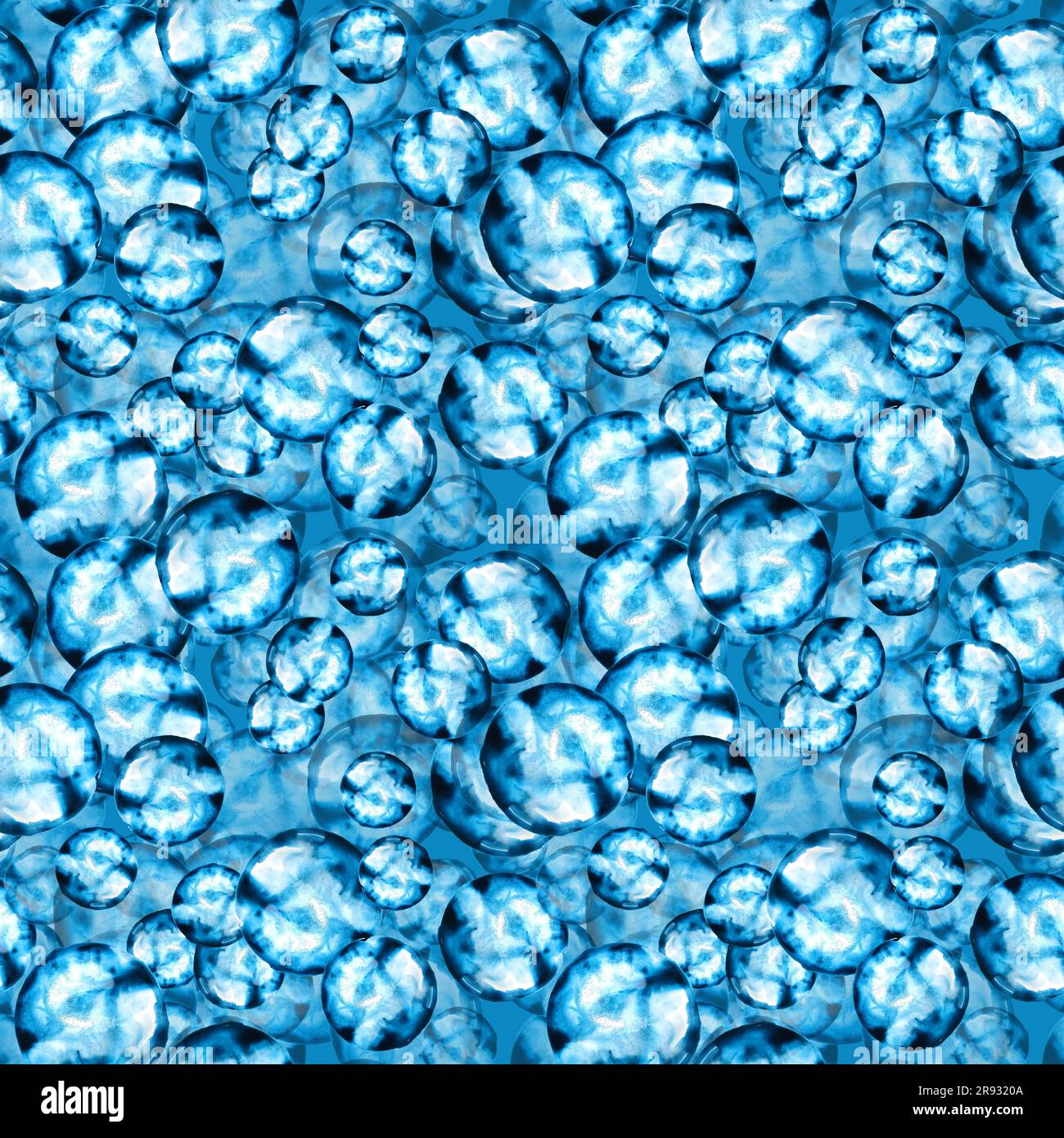 Watercolor navy blue spot blot blob bubble seamless pattern Stock Photo ...