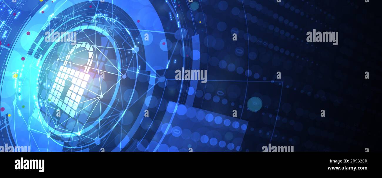 internet digital syber security technology concept for business background. Lock on circuit ...
