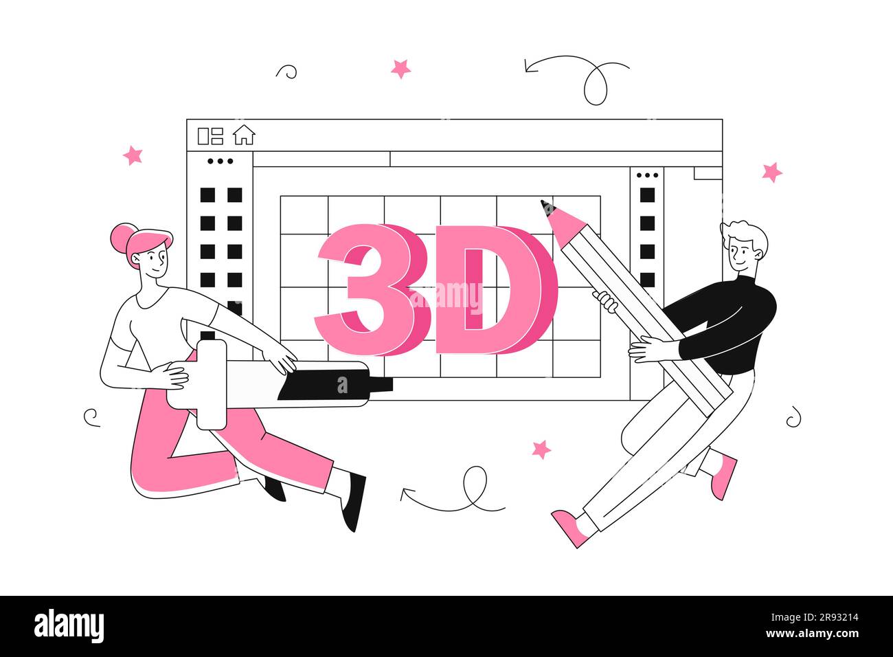 3D design team line concept Stock Vector Image & Art - Alamy