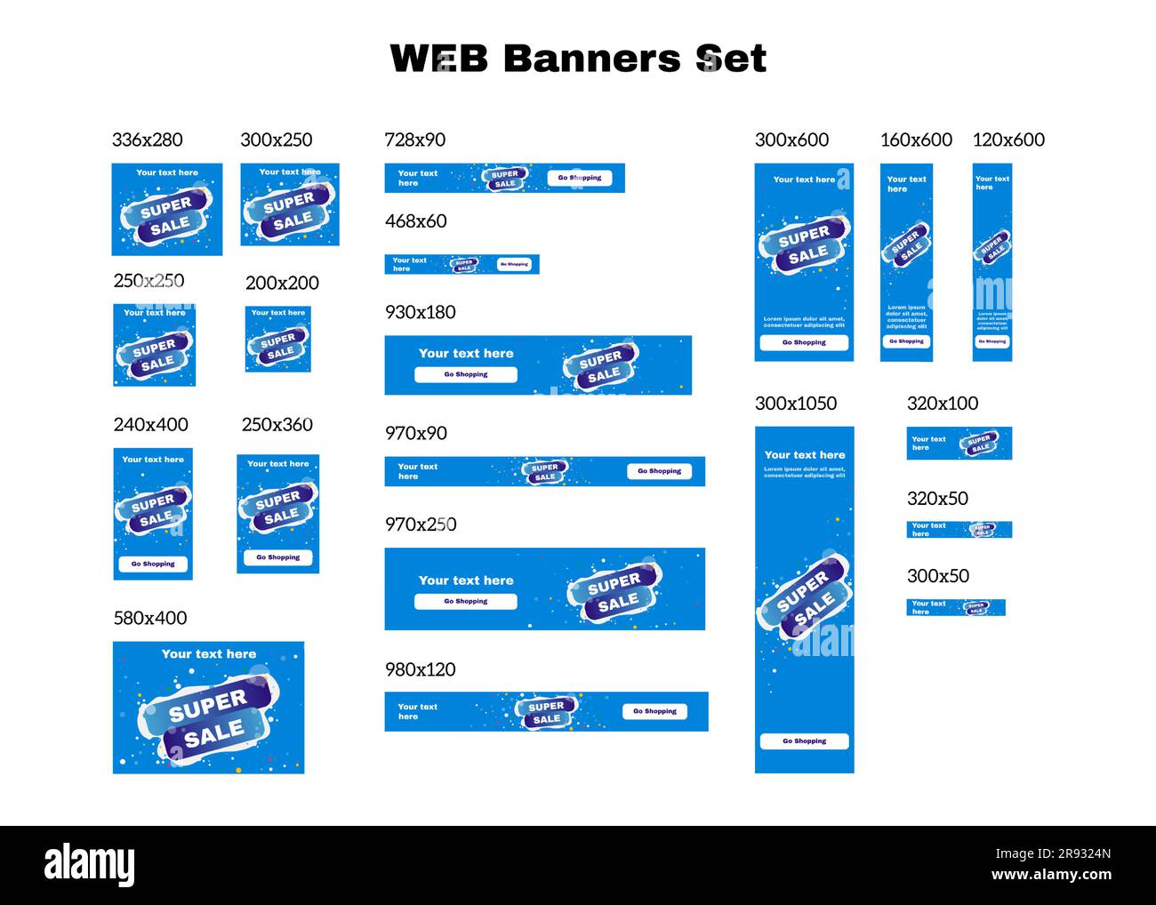 Set of web blue ad banners standard sizes Stock Vector Image & Art - Alamy