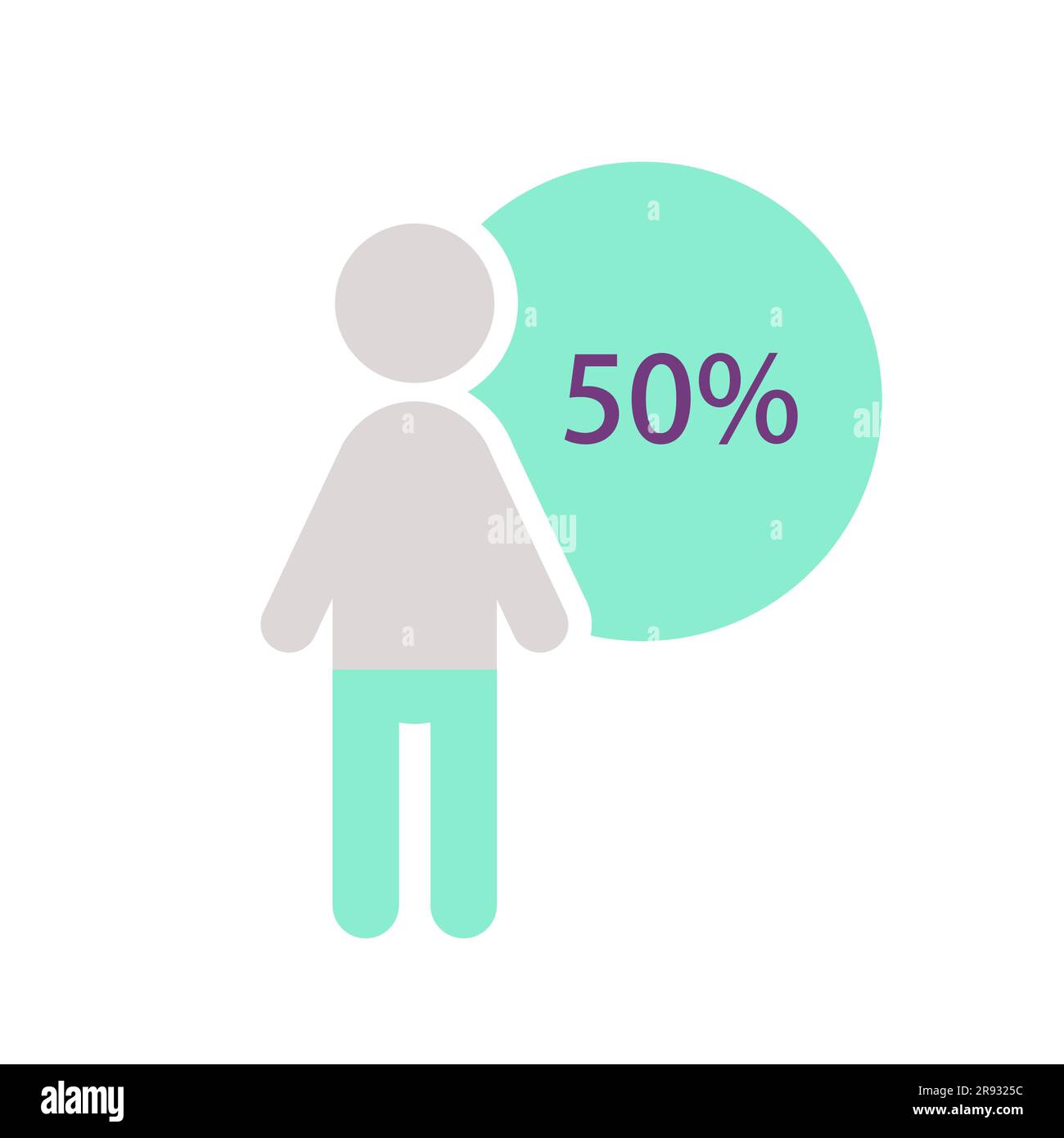 Human figure infographic chart design template with fifty percentage ...