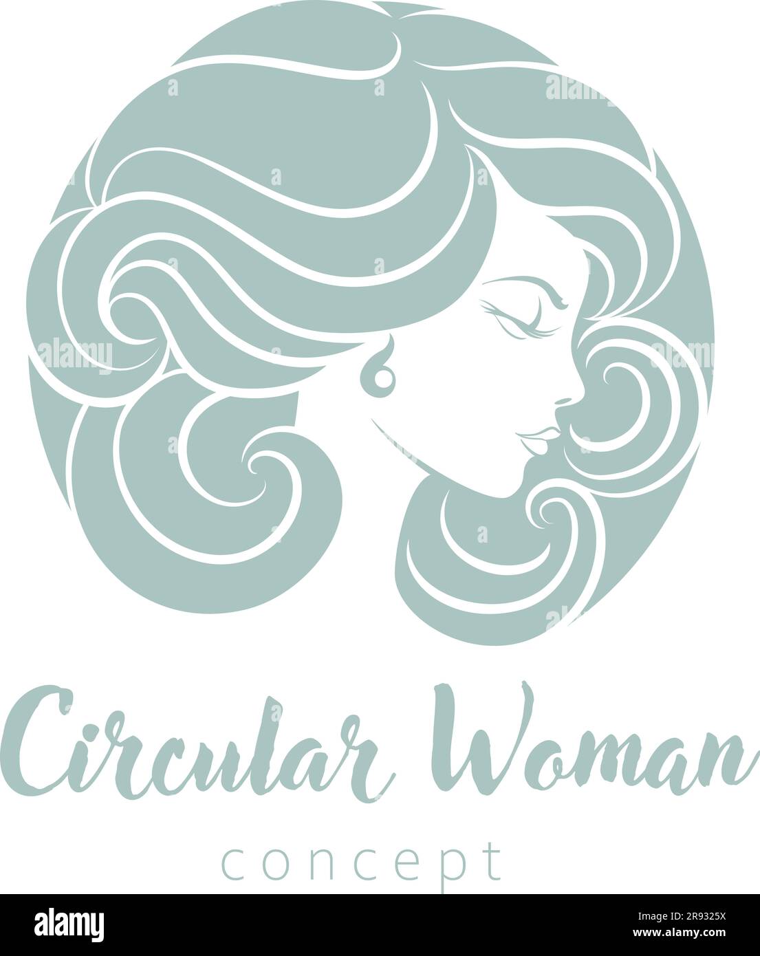 Woman Circle Face Hair Salon Hairdresser Design Stock Vector Image ...