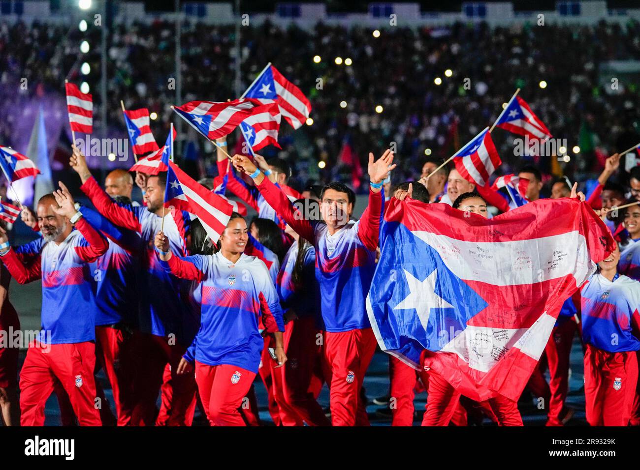 Puerto Rican athletes parade during the opening ceremony of the Central ...