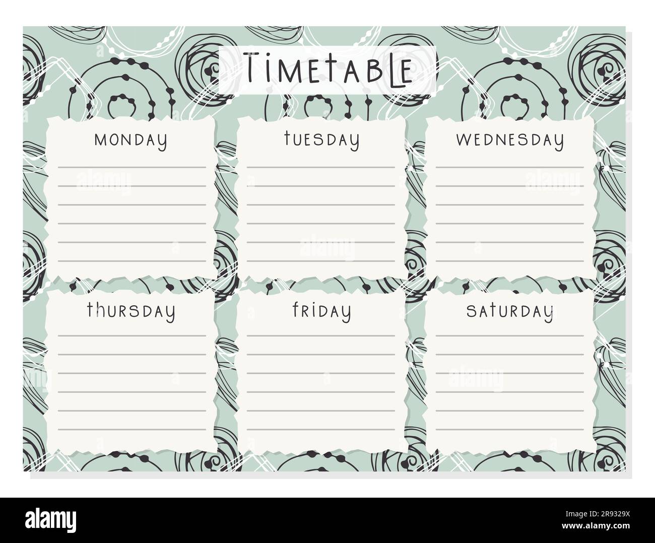 Back to School Timetable abstract doodle hand drawn. Vector ...