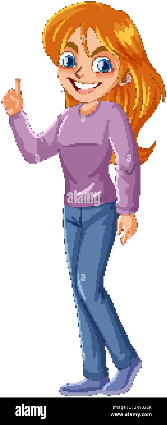 Cute woman pointing cartoon character illustration Stock Vector Image ...