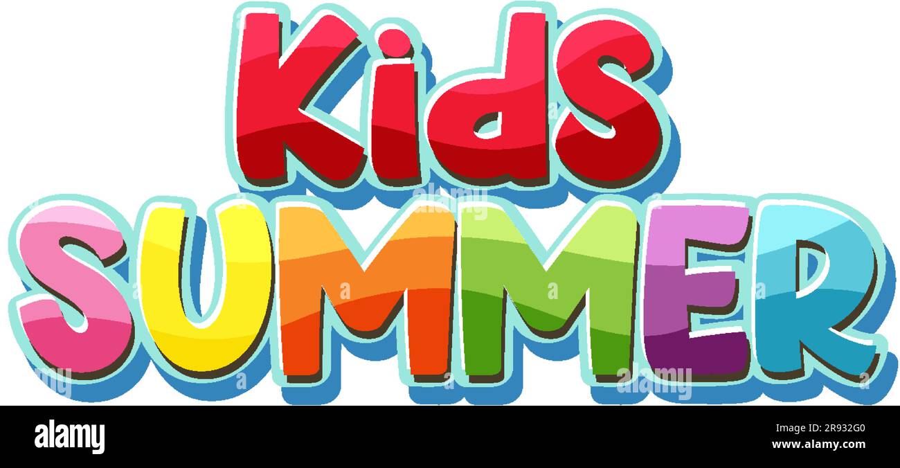 Kids summer text for poster or banner design illustration Stock Vector ...