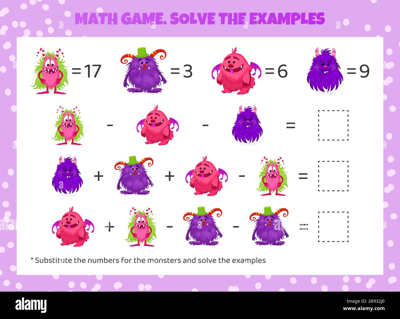 Math game for kids. Addition and subtraction Stock Vector Image & Art ...