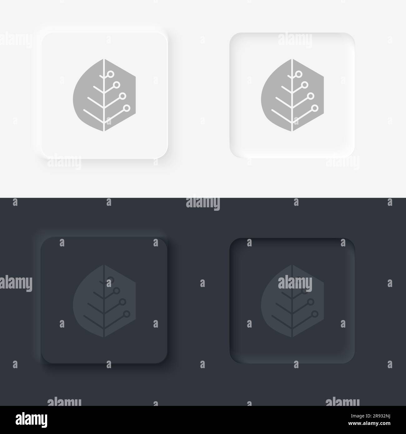 Symbiosis, smart, biology, neomorphism style, vector icon with button ...