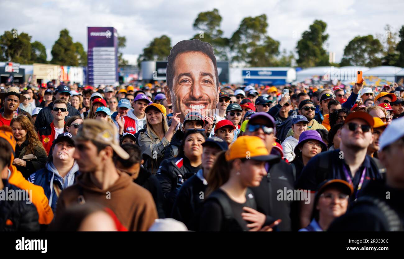 A fan holds a Daniel Ricciardo (AUS) placard at the Australian Formula ...
