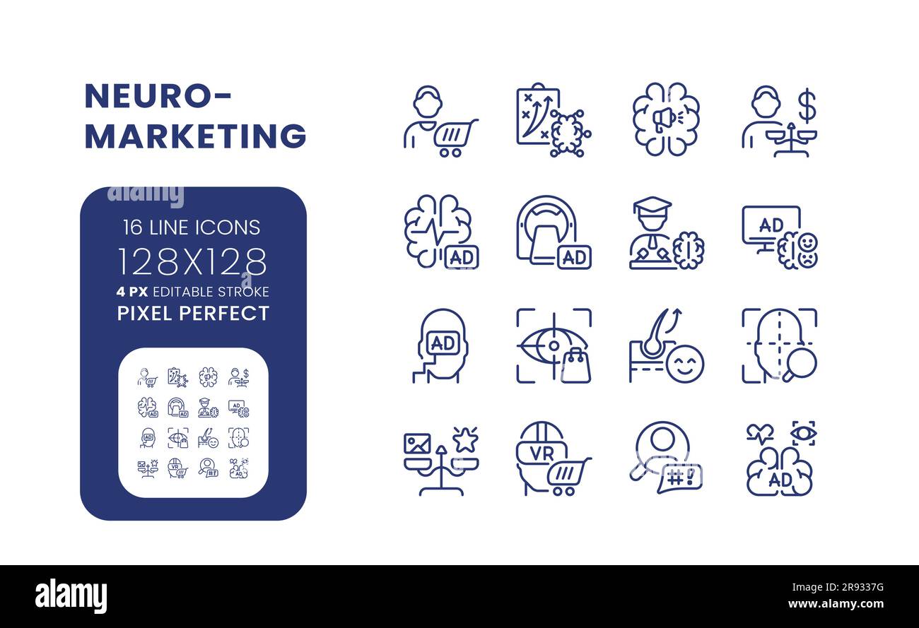 Neuromarketing linear desktop icons set Stock Vector Image & Art - Alamy