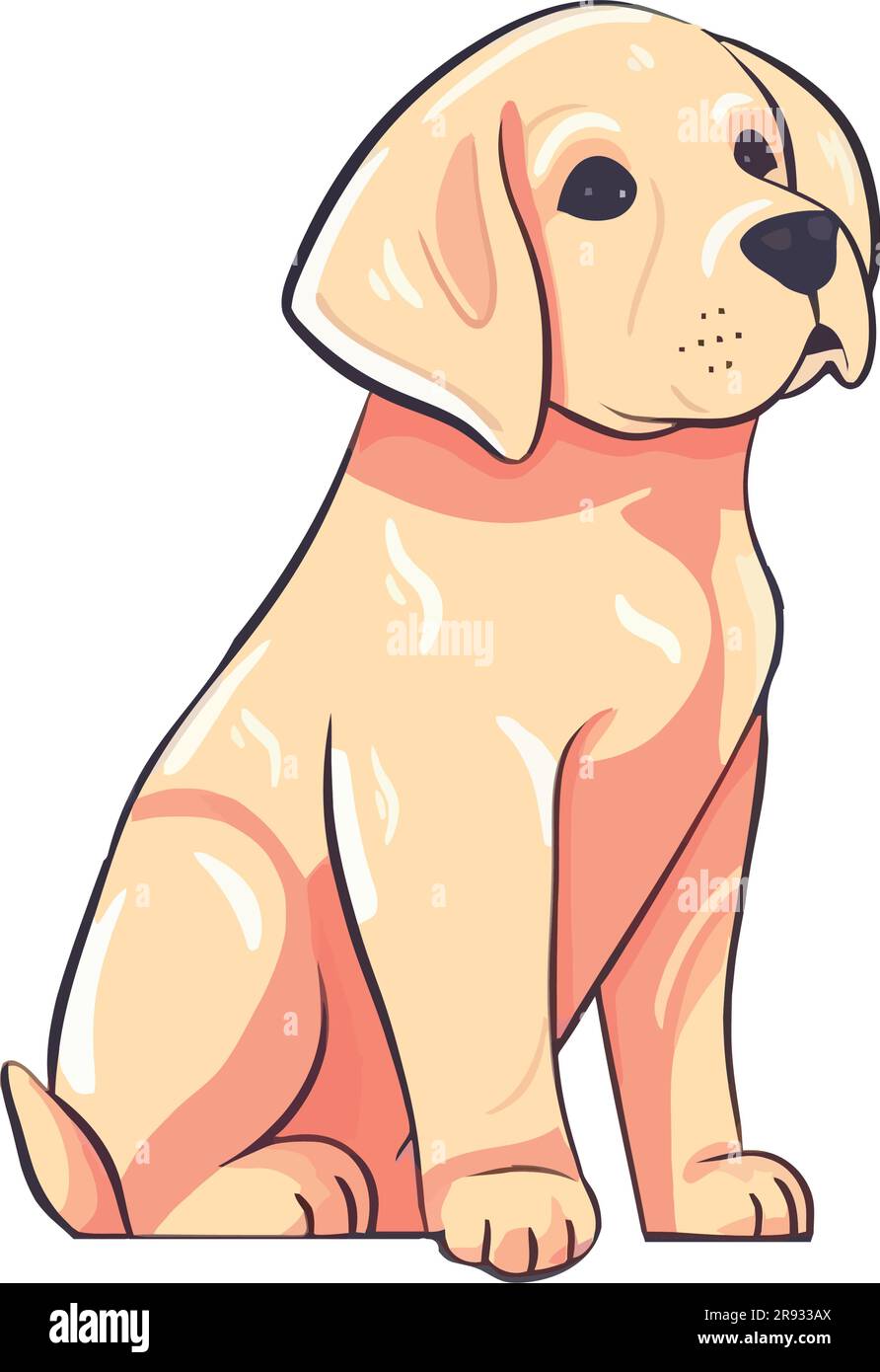 Cute puppy sitting over white Stock Vector Image & Art - Alamy
