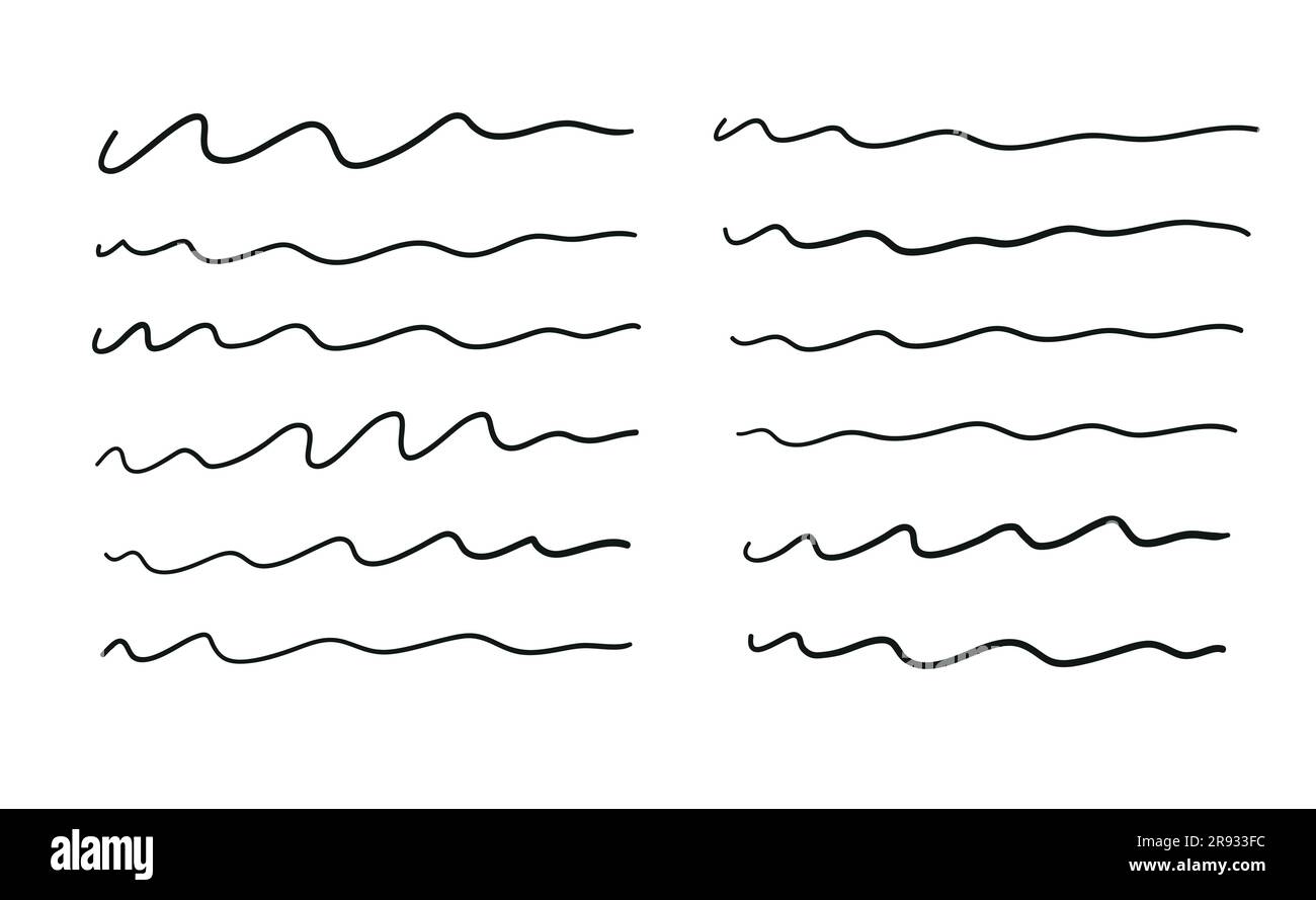 Pen scrabble lines set, vector hand drawn brush stripes, pencil ...