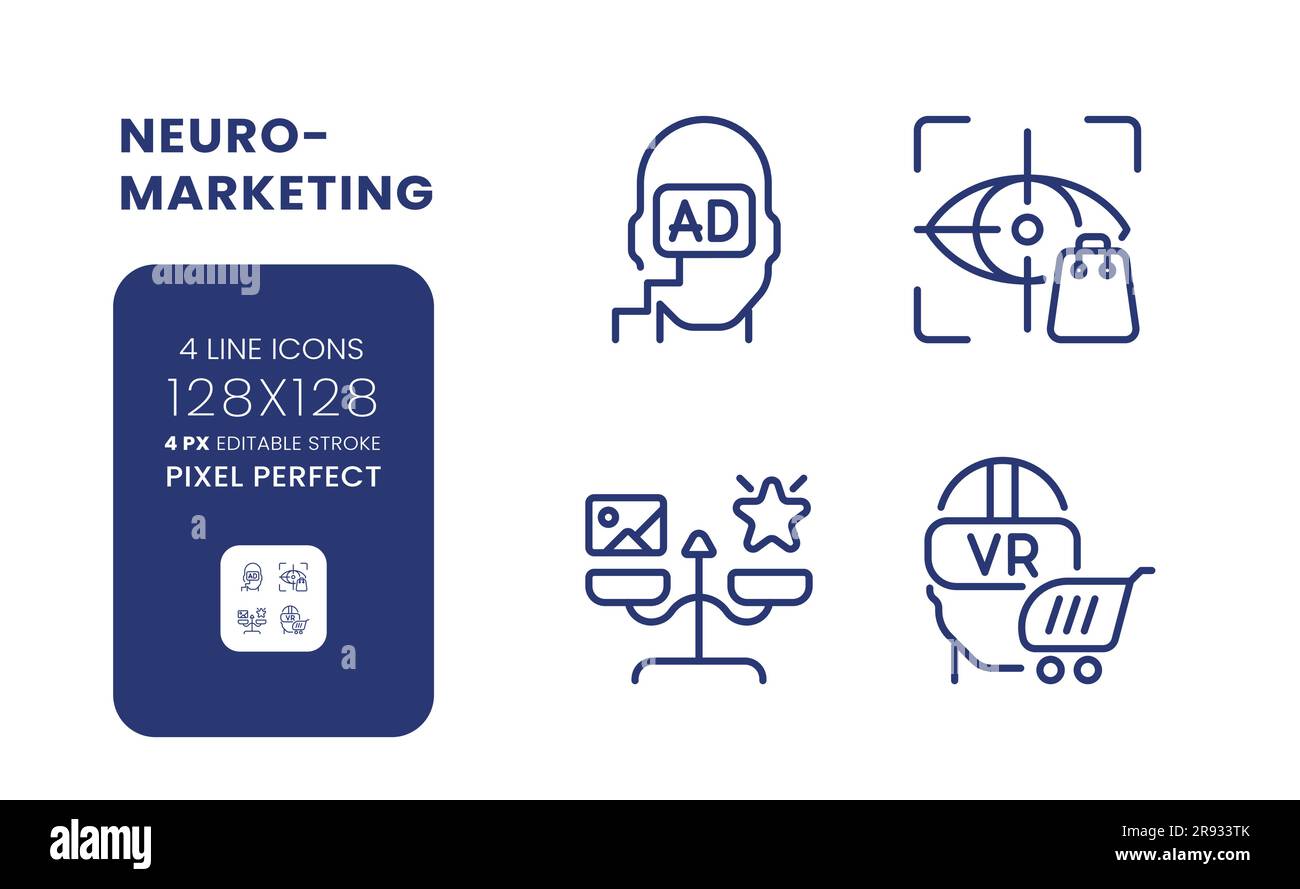 Neuromarketing linear desktop icons set Stock Vector Image & Art - Alamy