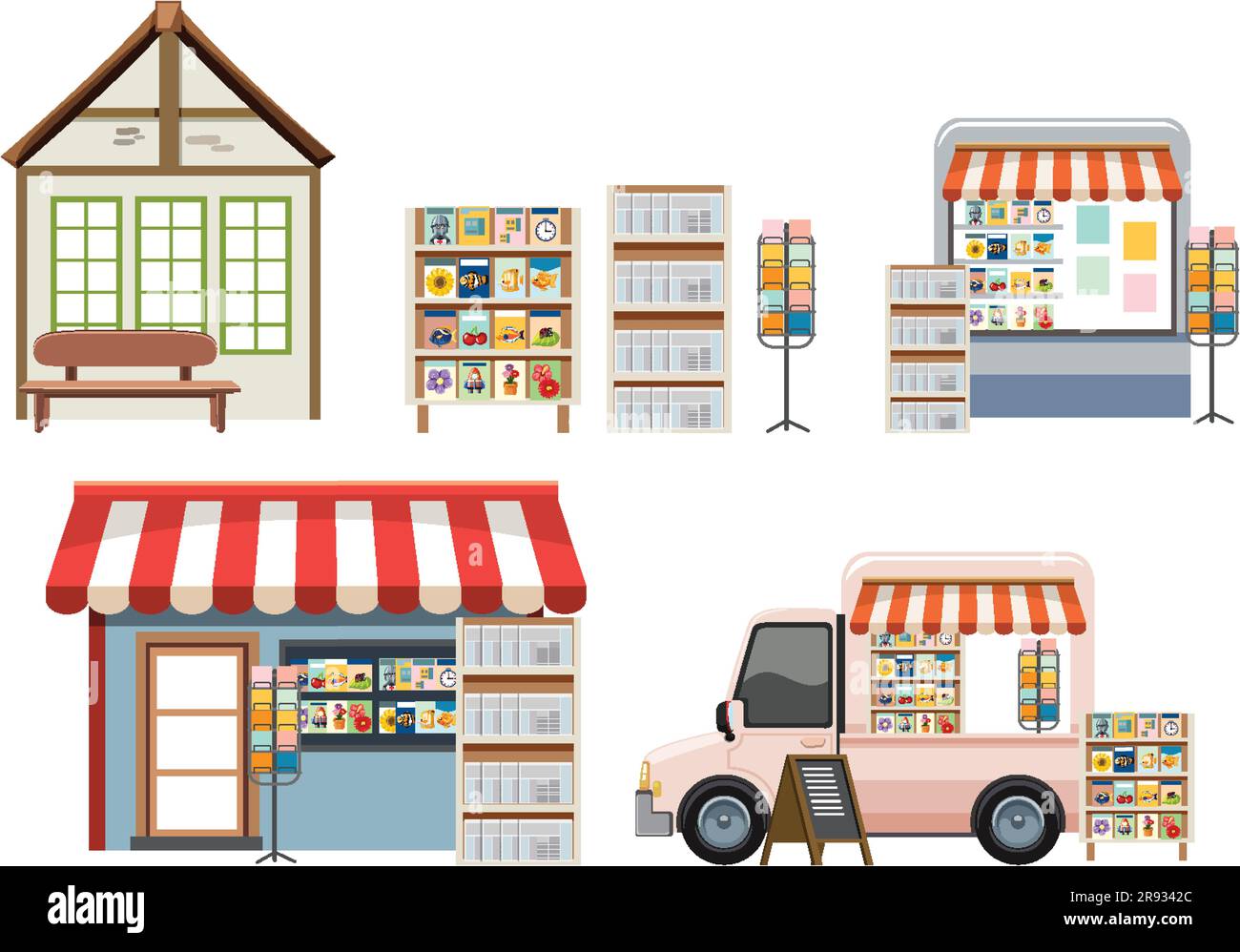 Set of flea market and shop element illustration Stock Vector Image ...