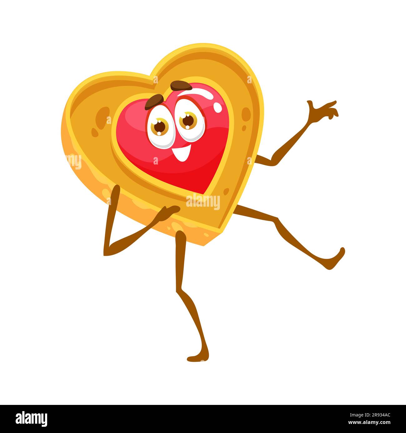Cartoon cookie funny character, biscuit heart with cute face, vector ...