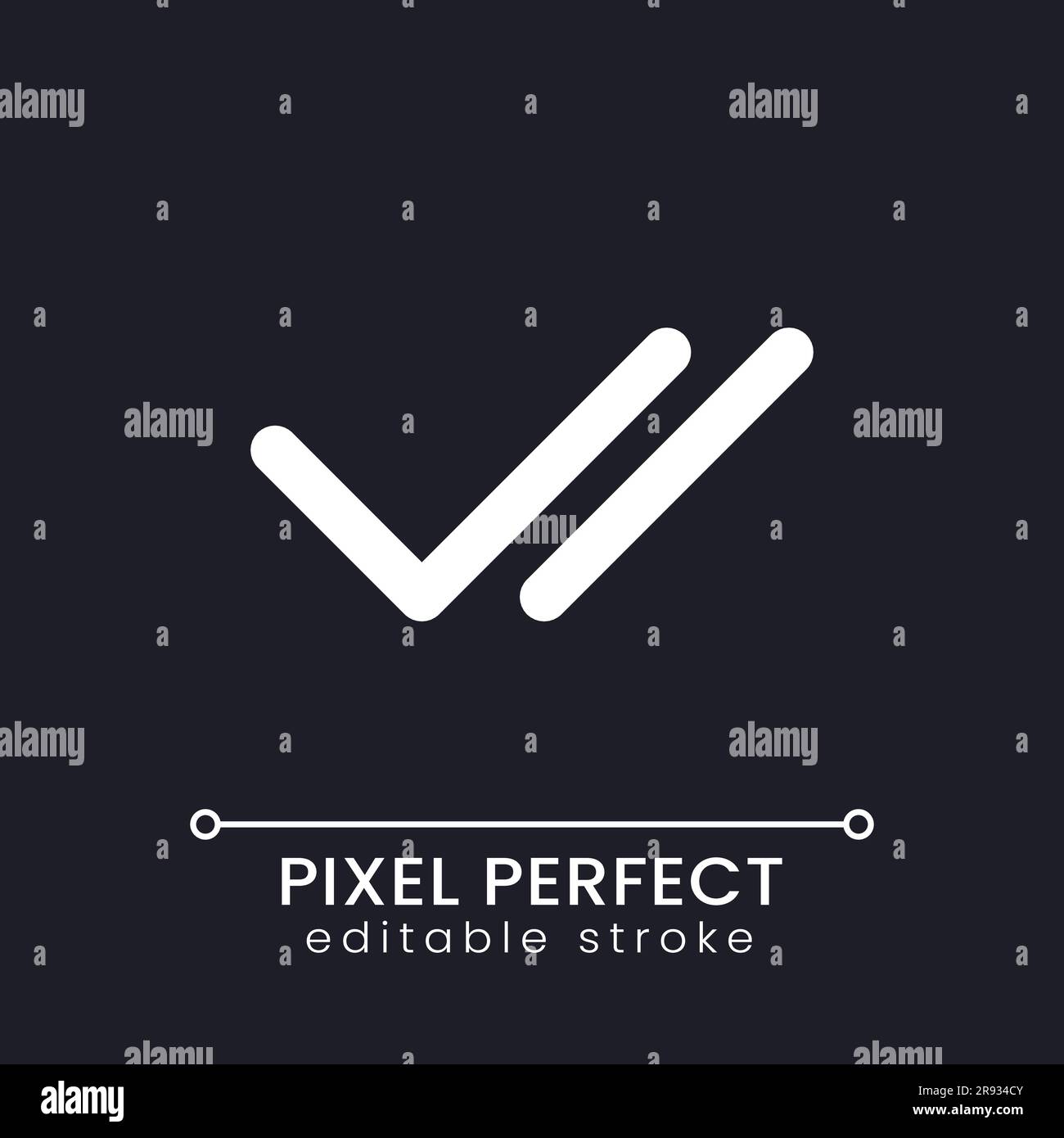 Double checkmark pixel perfect white linear ui icon for dark theme Stock Vector Image & Art - Alamy