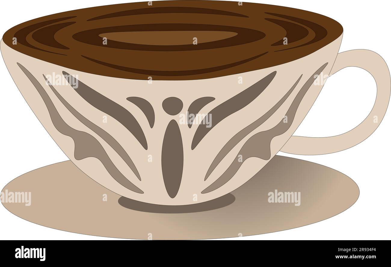 Cup of coffee on a white background, children's drawing. Vector ...