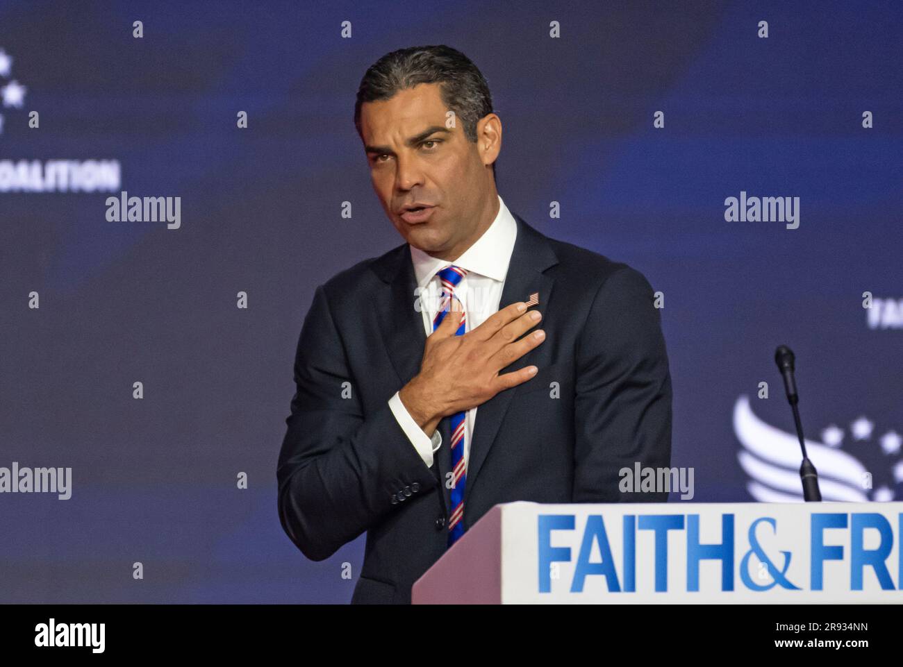 Mayor Francis X. Suarez (Republican of Miami, Florida), a candidate for the 2024 Republican ...