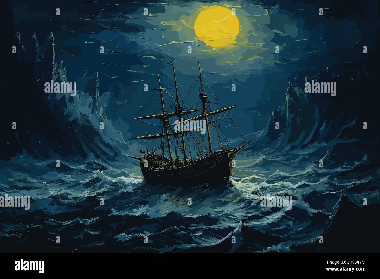 Sea moon pirate ship Stock Vector Images - Alamy