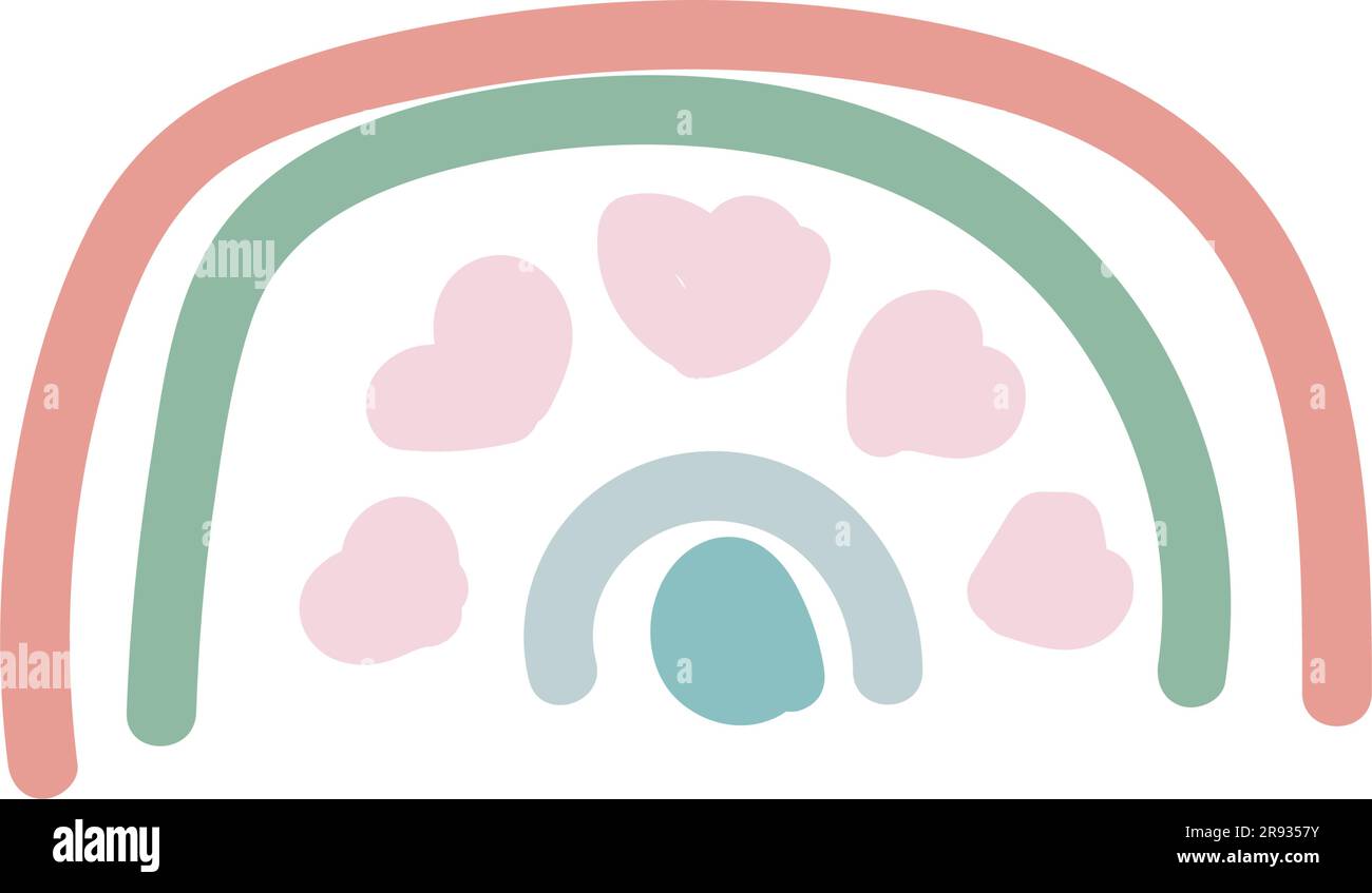 abstract cute hand drawn rainbow using pastel color . vector ...