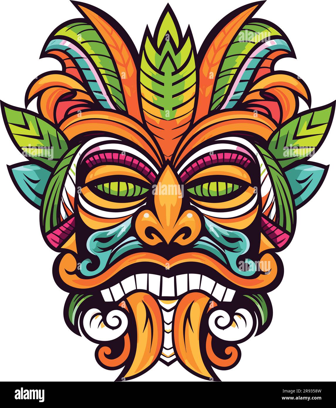 tiki festival, tiki mask vector illustration, tiki masks for t-shirt ...