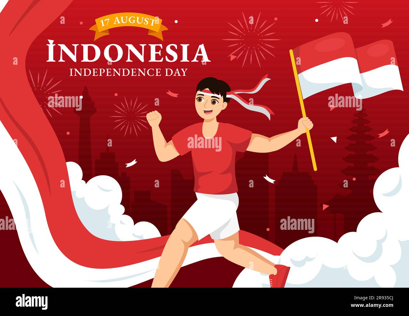 Indonesia Independence Day Vector Illustration on 17 August with ...