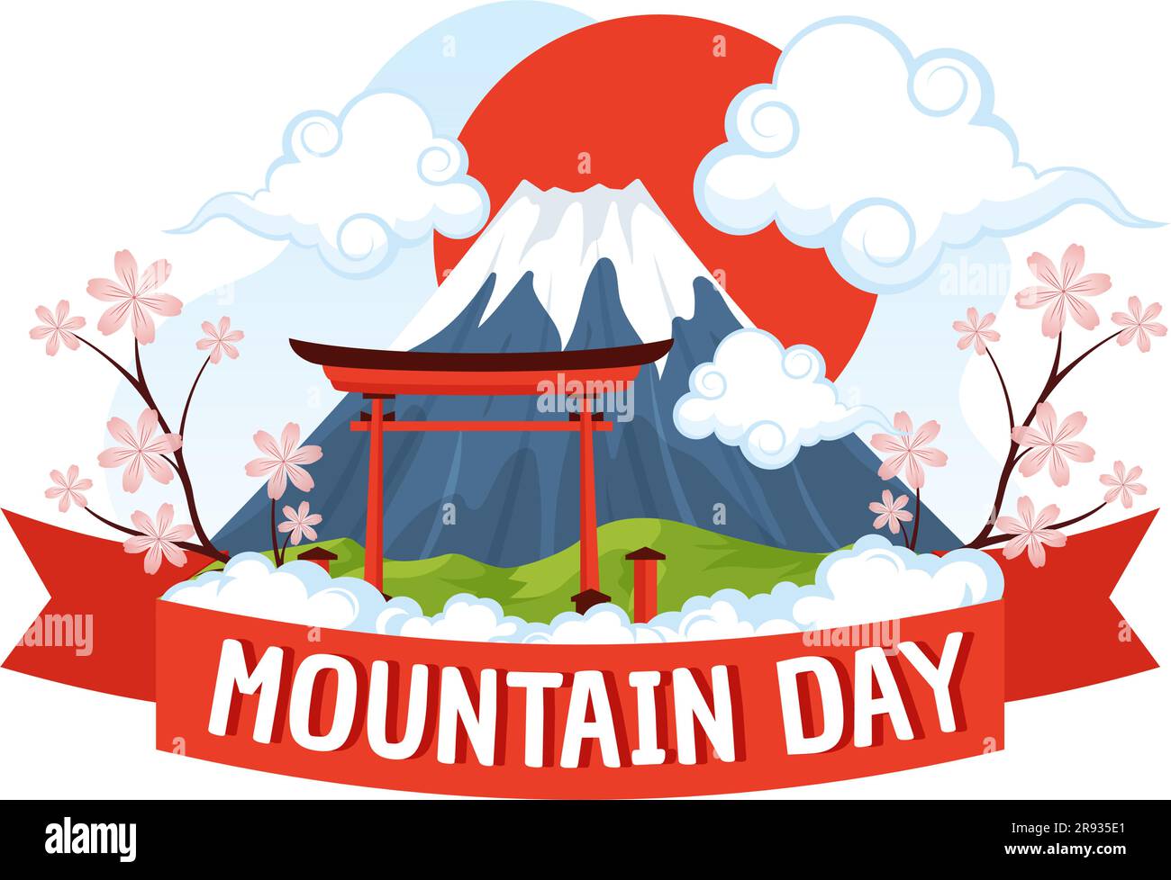 Mountain Day in Japan Vector Illustration on August 11 with Mount Fuji ...