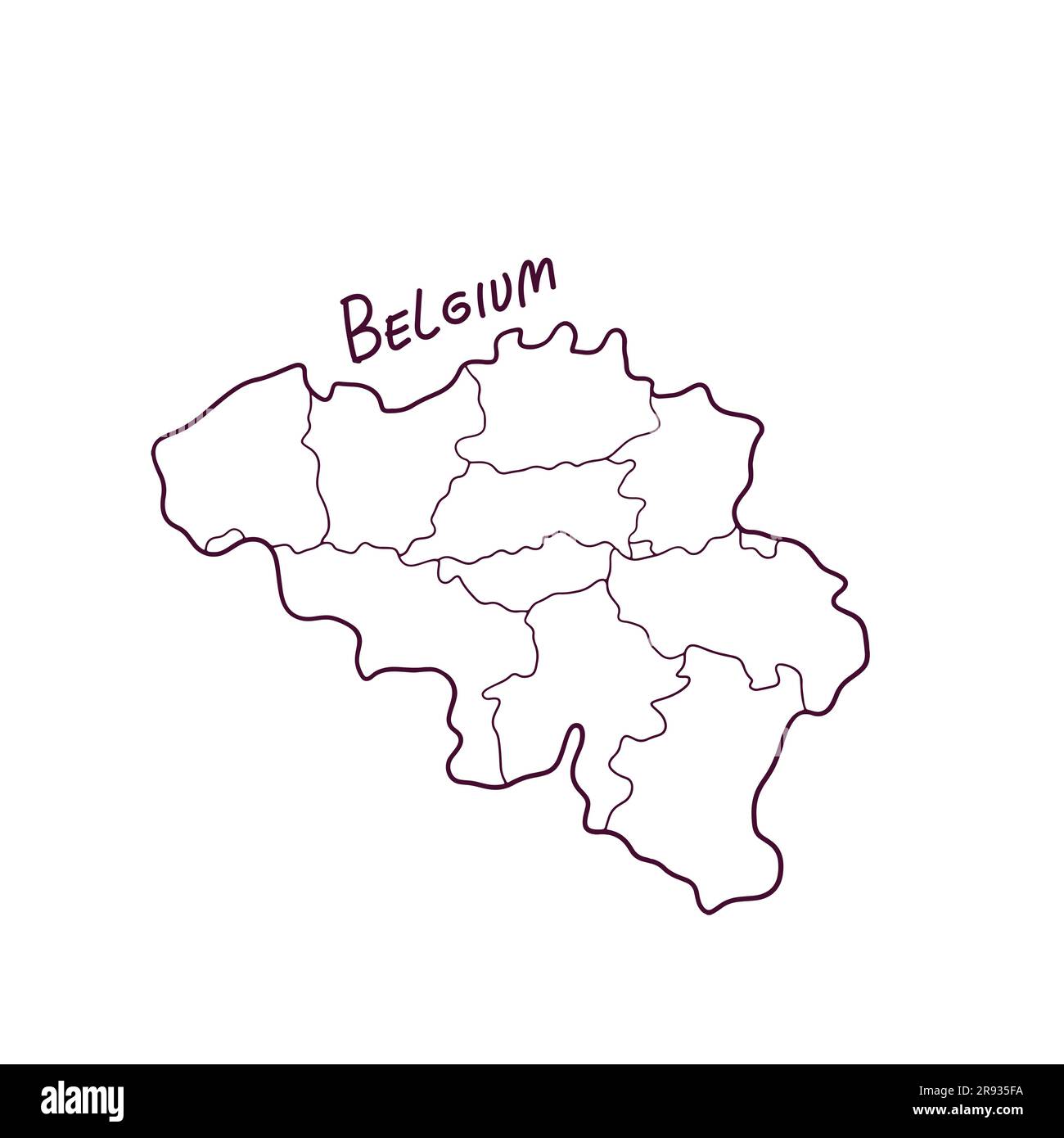 Hand Drawn Doodle Map Of Belgium. Vector Illustration Stock Vector ...
