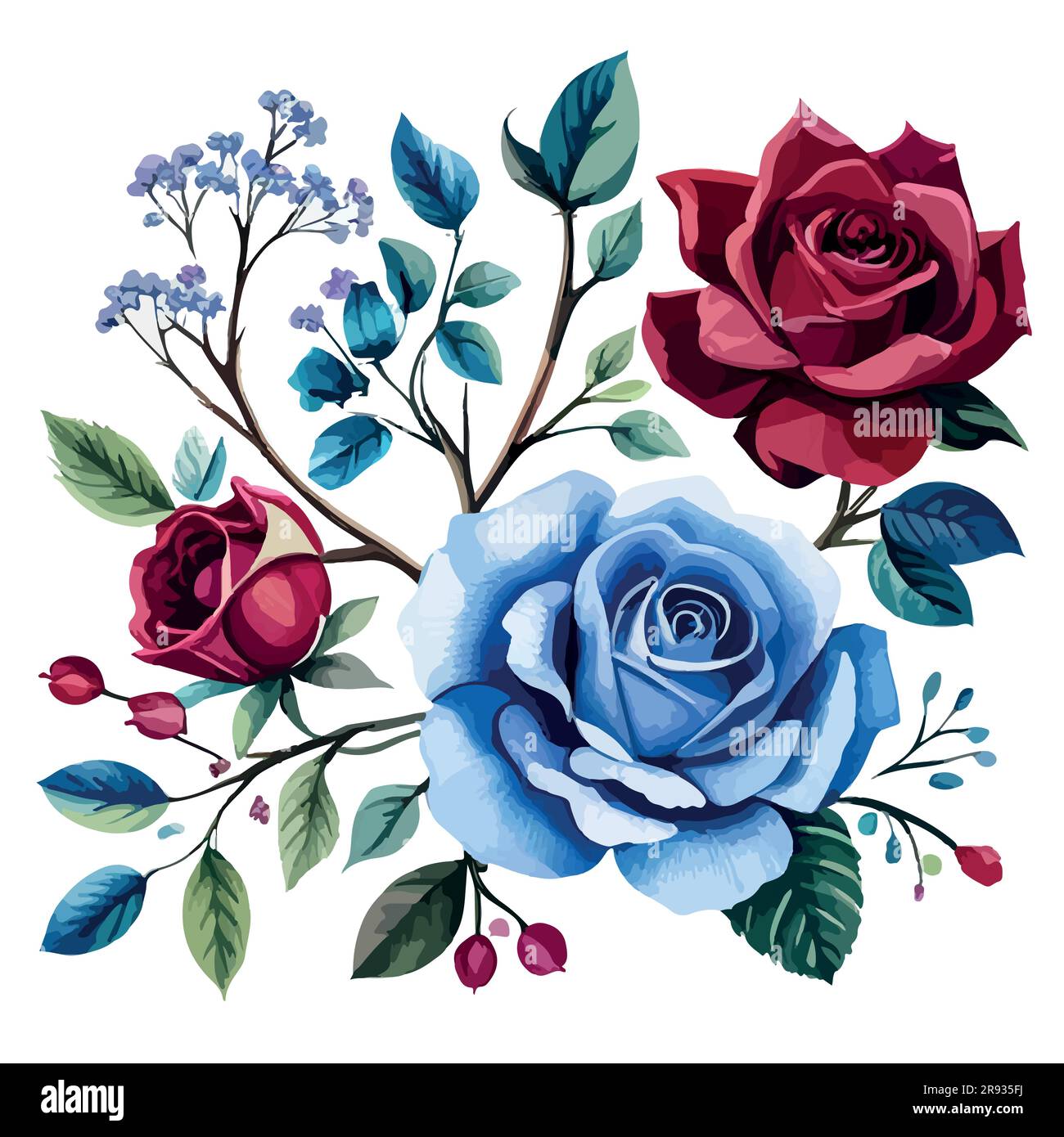 Navy Blue Flowers Clip Art