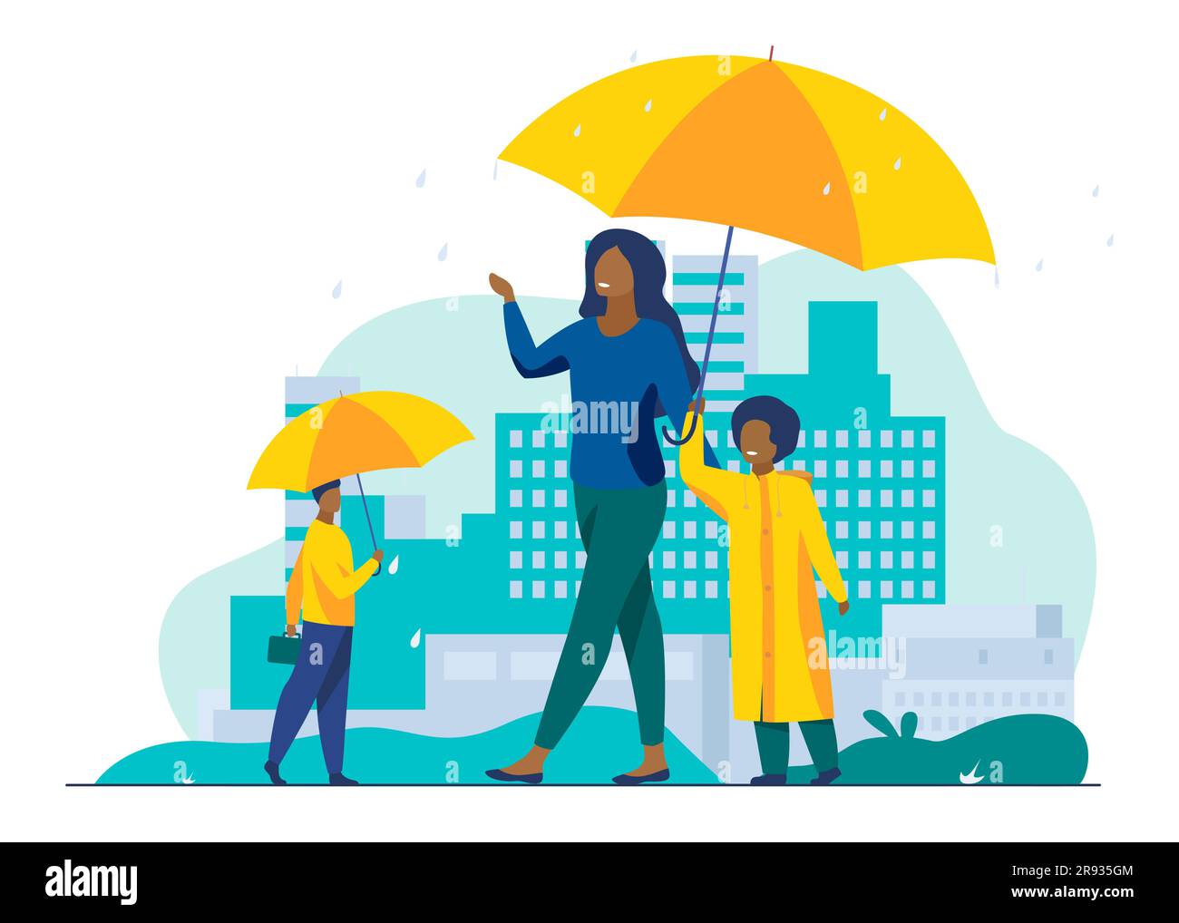 People walking during rain on street Stock Vector Image & Art - Alamy