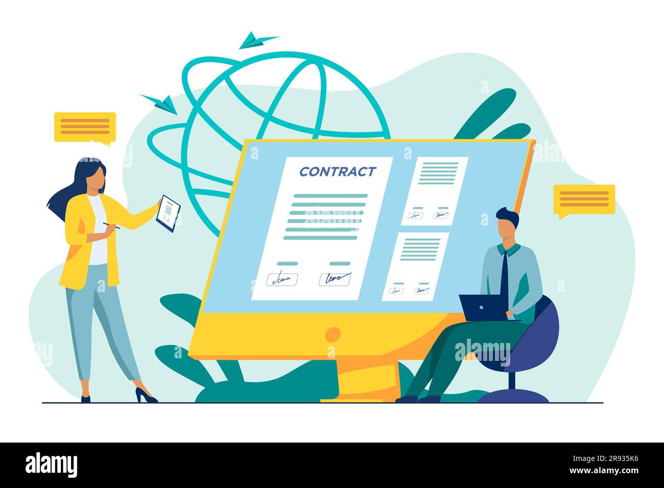 Business people signing online contract with electronic sign Stock ...