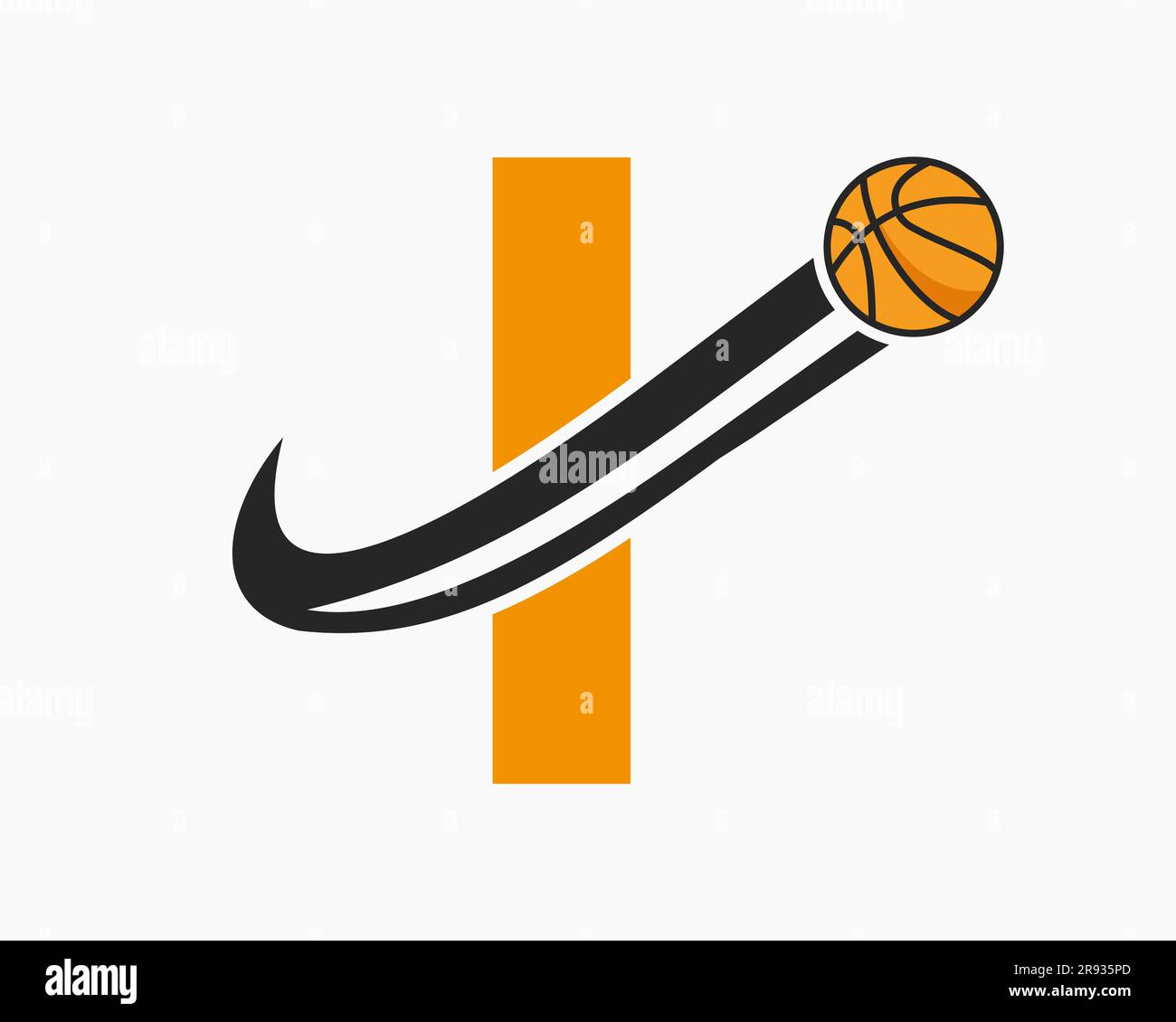 Initial Letter I Basketball Logo Concept With Moving Basketball Icon ...