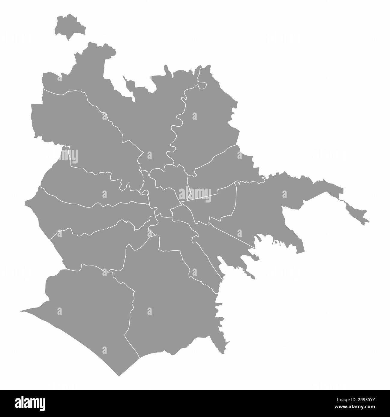 Rome administrative map isolated on white background, Italy Stock ...