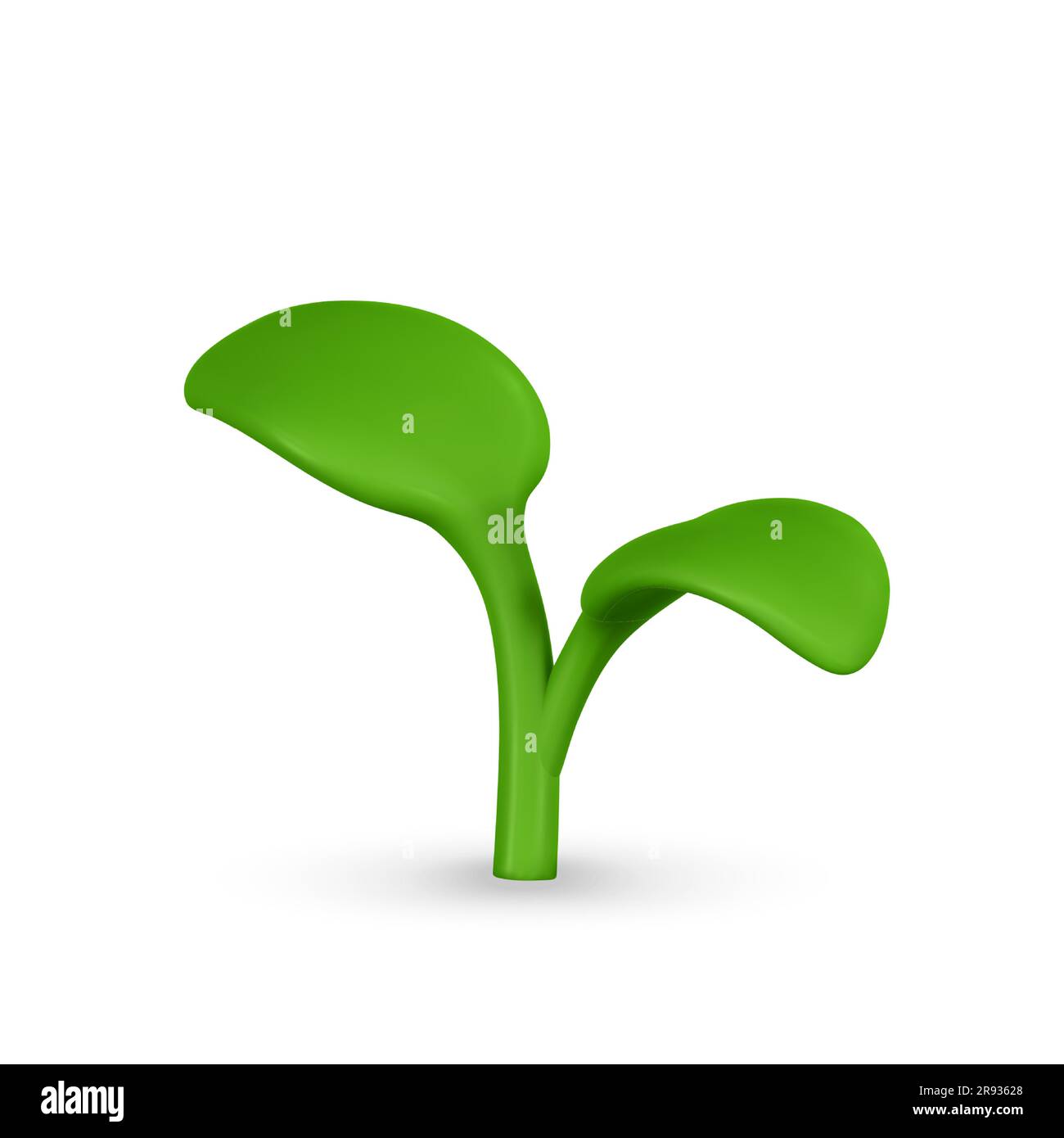 3d realistic cute green sprout in cartoon style isolated on light ...