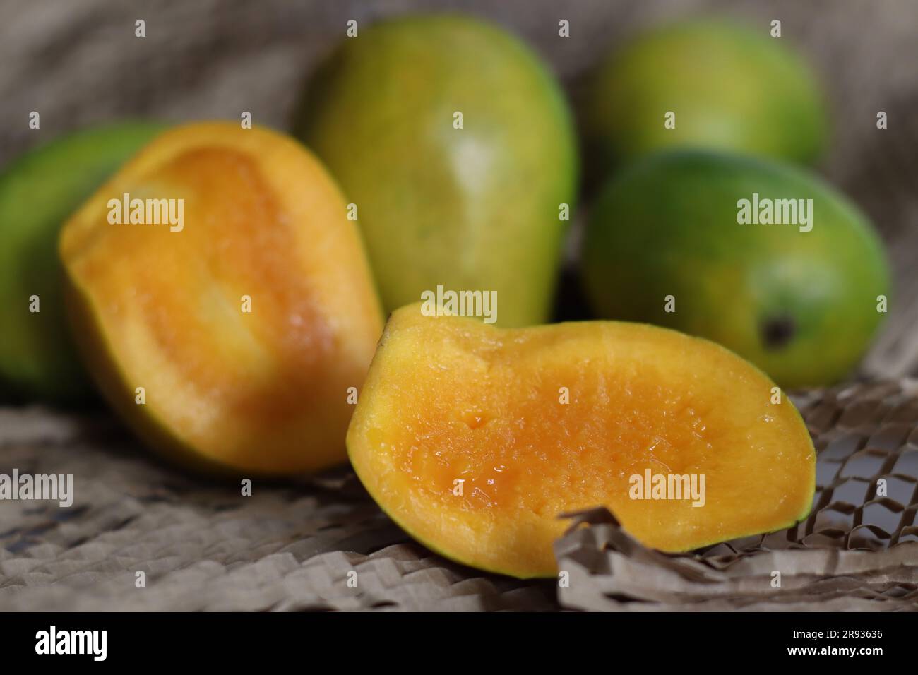 Fresh and ripe Priyoor mangoe slice. A premium variety of mangoes from ...