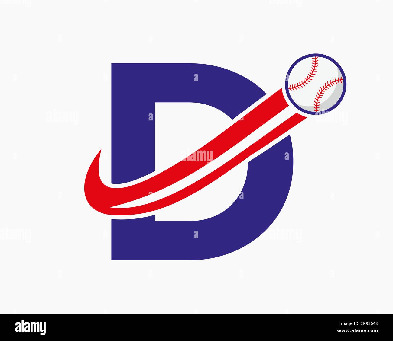 Initial Letter D Baseball Logo Concept With Moving Baseball Icon Vector ...