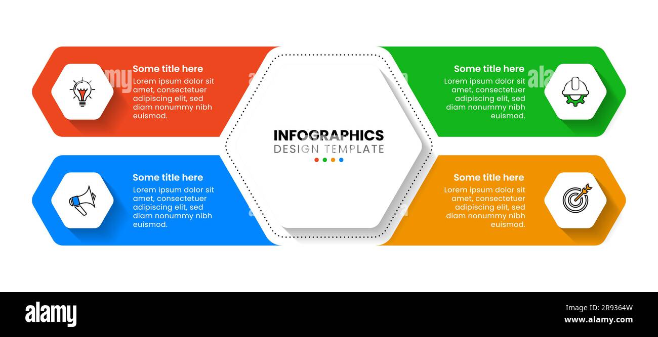 Infographic template with icons and 4 options or steps. Hexagon. Can be ...