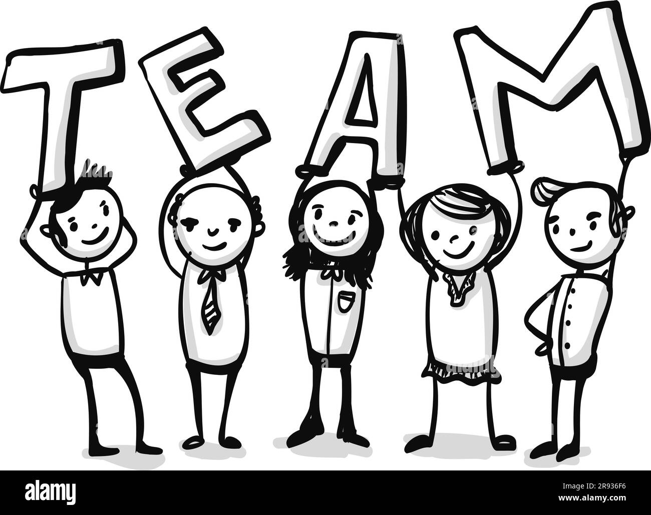 Work or Business team of businessmen and businesswomen holding up TEAM ...