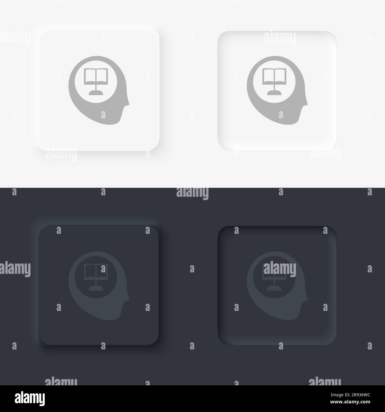 Knowledge, human, reader, science, neomorphism style, vector icon with ...