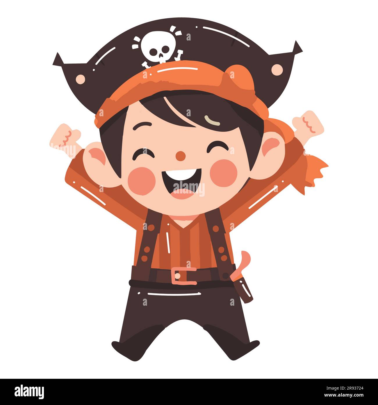 Hand Drawn cute kid pirate in flat style isolated on background Stock ...