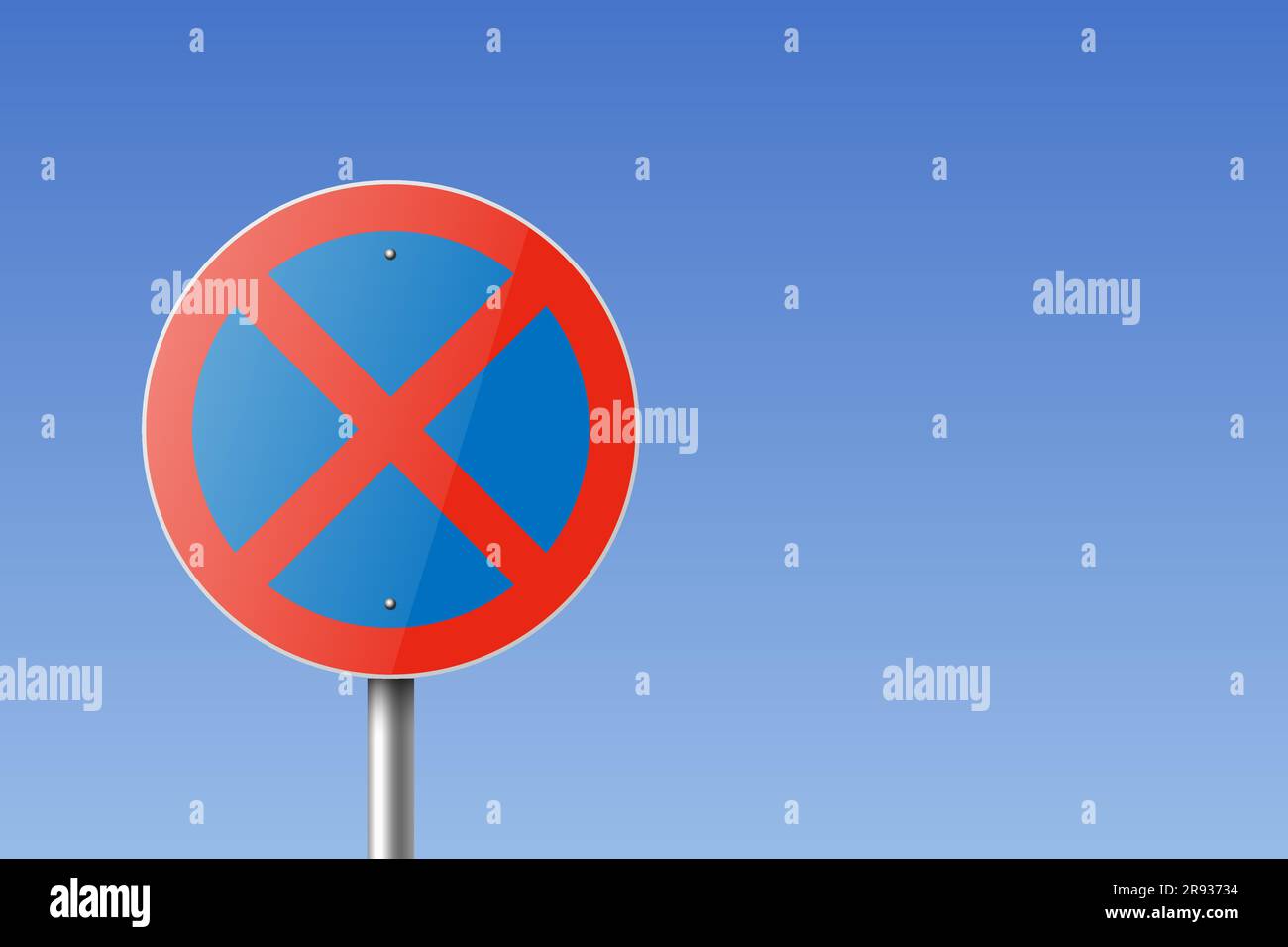 Vector Blue and Red Round Prohibition Sign Icon - Parking Prohibited ...