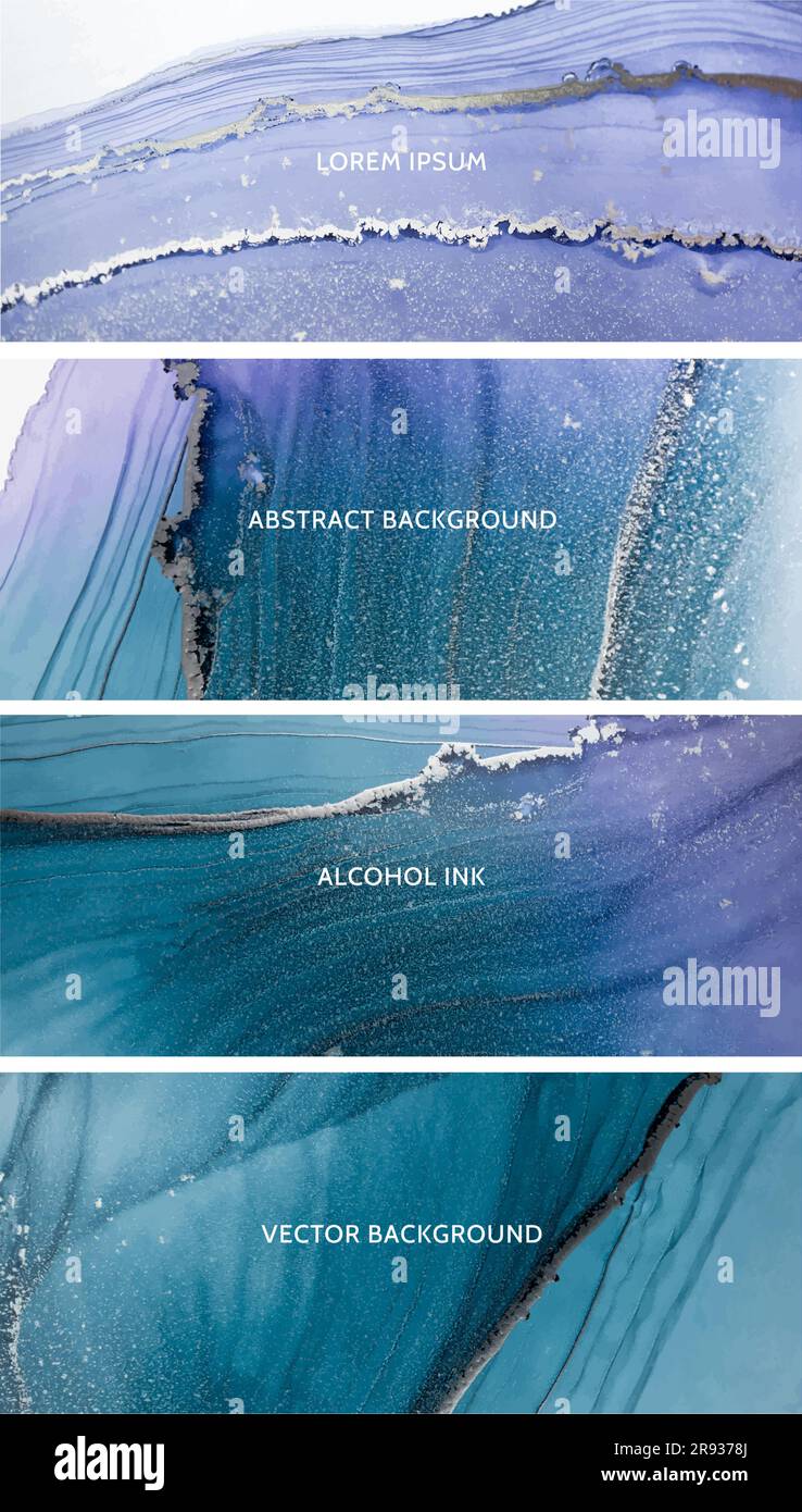 Alcohol ink technique vector textures. Luxury blue, green and gold ...